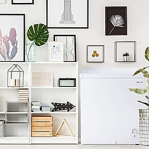 Smad 5.0 Cu Ft Chest Freezer with Removable Basket Free Standing Compact Freezer with Adjustable Temperature Top Open Door Deep Freezer Ideal for Apartment Garage Basement Office RV and Kitchen, White