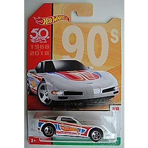 Hot Wheels 90s, White '97 Corvette 7/10 50TH Anniversary