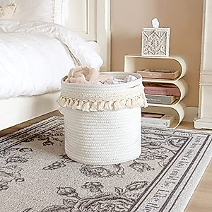 Mkono 4 Pcs Macrame Decorative Cotton Rope Basket Boho Woven Storage Cube Baskets