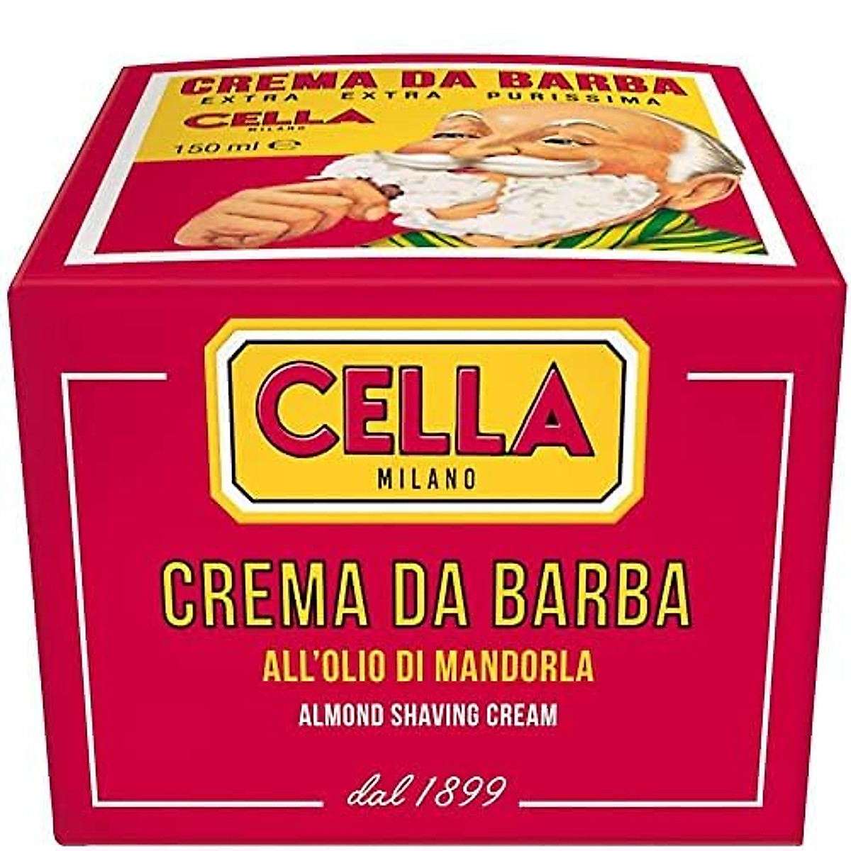 Cella Milano Classic Almond Shave Cream/Soap with Tallow, 150 gm, Made in Italy, A favorite of European Barbershops for 125 Years