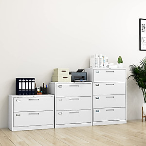 Fesbos Lateral File Cabinet with Lock, 2 Drawer Large Metal Filing Cabinet,Home Office Lockable Storage Cabinet for Hanging Files Letter/Legal/F4/A4 Size-Assembly Required