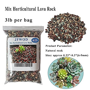 JFWOD 3lb Succulent and Cactus Soil Bonsai Gritty Mix 6-9mm Small Horticultural Lava Rocks for Fairy Garden, Terrarium, DIY Projects, Top Dressing Fast Draining Prevent Over Water