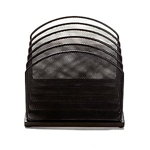 Mind Reader 5 Section Incline Mesh Paper Organizer, Staggered Desk Organizer, Office Storage Paper Sorter, Durable File Dividers, Document and File Holder, Black