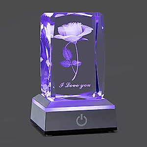 hochance 3D Rose Crystal Multicolor Nightlight,I Love You Decolamp,Perfect Mothers Day Gifts for Mom Mother My Girlfriend Wife Her,Unique Valentines Anniversary Birthday Presents Ideas