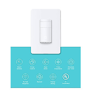 Kasa Smart Motion Sensor Switch, Single Pole, Needs Neutral Wire, 2.4GHz Wi-Fi Light Switch, Works with Alexa & Google Assistant, UL Certified, No Hub Required(KS200MP2),White,2-Pack