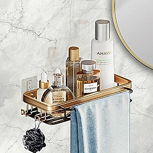 HOMHELP Shower Caddy Shelf, Wall Mounted Bathroom Shower Organizer with Removable Tower Bar,No Drilling Aluminum Alloy Caddy Rack for Bathroom, Kitchen, Bedroom and Toilet - 2 Pack