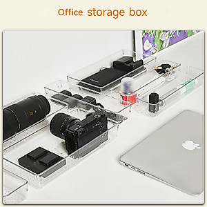 DCA Clear Plastic Drawer Organizers, Large Size Versatile Bathroom and Vanity Drawer Organizer Trays (4)