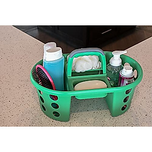 SIMPLYKLEEN Shower Caddy with Handle 2-Pack Plastic Bathroom Storage Organizer, Green Made in the USA