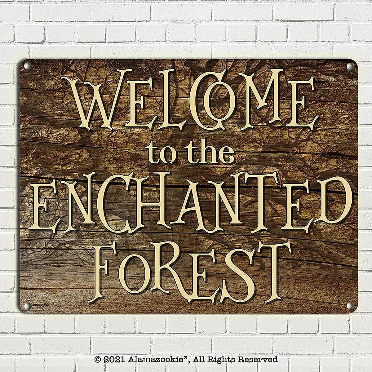 Welcome to the Enchanted Forest, 11.5 x 15.5 Inch Aluminum Sign, Fantasy Wall or Yard Decor for Home, Garden, Kids' Room, Treehouse, Club House, Wood Shed, RV, Camper AL-1216-RK3296