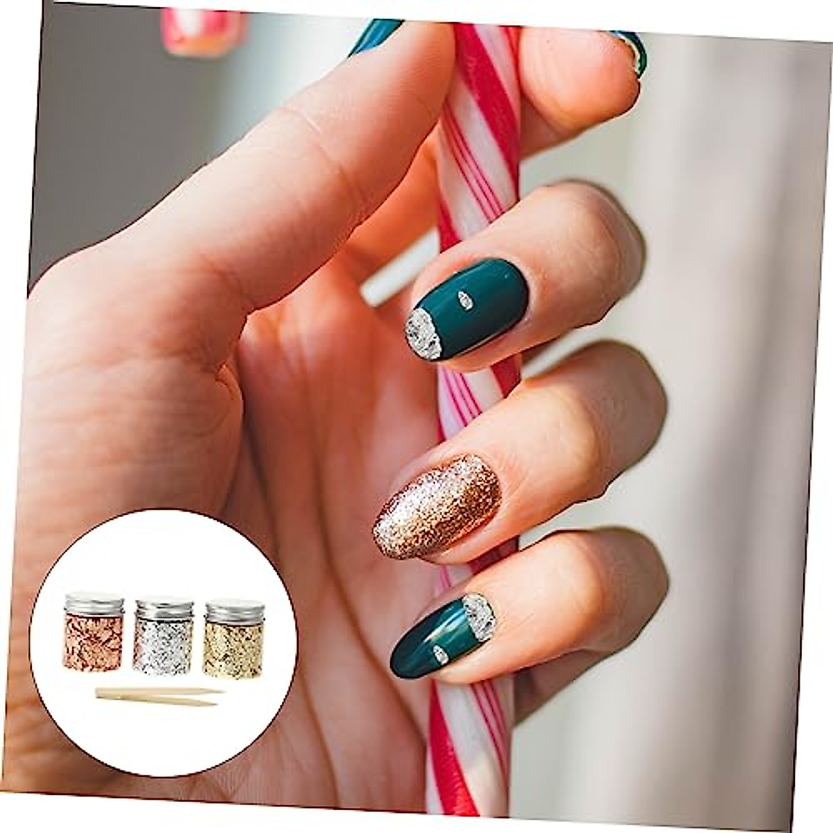 SEWACC 1 Set Gold Foil Paper Scraps Nail Art Decoration Nail Sequins Nail Decals Metallic Gilding Flakes Nail Glitter Sequins Nail Decorations Foil Nail Studs Nail Art Patches Nail Foil