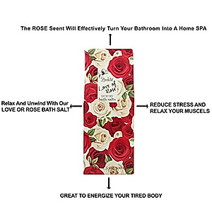 Bath and Body - Spa Gift Baskets for Women & Girls, Spa Kit Birthday Gift Includes Love of Rose Scent Shower Gel, Bubble Bath, Body Lotion, Bath Salt, Red Bath Puff and Heart Bath Bomb