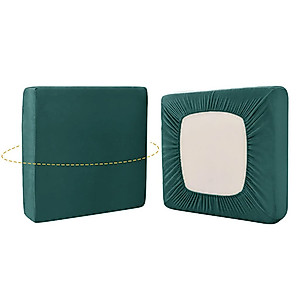 Velvet Couch Cushion Covers for L/U Shape Sofa, Stretch 3 2 1 4 Seat Cover Loveseat Chaise Lounge Sofa Slipcovers Sectional Non-Slip Furniture Protector (Light Blue 3 Seat)