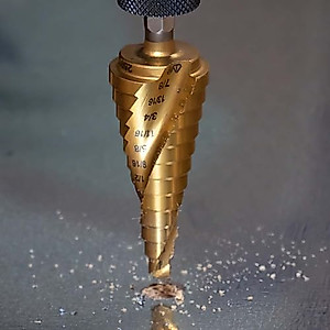 Klein Tools 25951 Electrician's Step Drill Bit Set, Spiral Double Fluted, Titanium Nitride Coating, 1/4-Inch Impact Shank, Case, 3-Piece