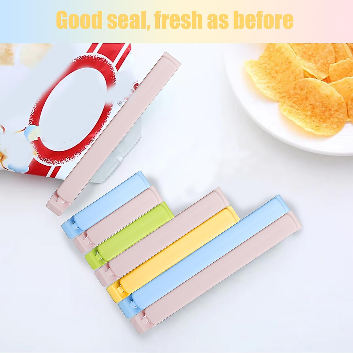 32PCS Sealing Clips for Food and Snack Bags,Plastic Sealing Clip Bag Food Bag Clips, Kitchen Clips for Bags(2.85 in, 4.59 in, 5.76 in)