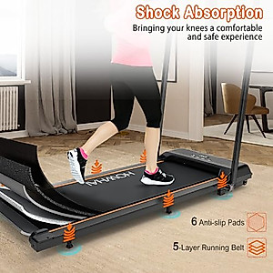 HOWHAI Treadmill, Walking Pad Treadmills for Home with 2.5HP, Speed 6.2-7.6MPH Walking Pad with Handle Bar, Foldable Treadmill, Remote Control and LED Display, Space-Saving for Home Office(Orange)