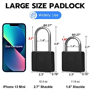 Anweller Fingerprint Padlock with Key Backup, Weatherproof Biometric Bluetooth APP Controlled Keyless Smart Electronic Combination Lock for Outdoor Fence Gate Pool Shed Gym Locker Yard Truck