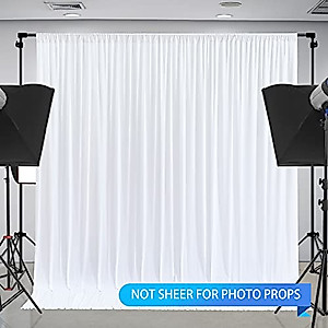 WISH CARE White Backdrop Curtains 2 Panels, 10 Feet Wrinkle-Free Polyester Photography Backdrop Drapes for Wedding Party Background Decorations- 8FTX10FT (White)