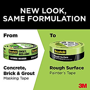 Scotch Painter's Tape 2060-48MP ScotchBlue Rough Surface Painters Tape, 1.88" Width, Green
