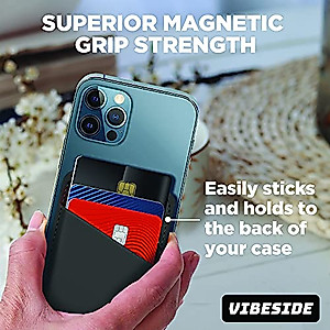 VIBESIDE Magsafe Wallet Compatible with iPhone 14 & iPhone 13 Pro Max – Mag Safe Secure Credit Card Holder – Vegan Leather. Magnetic Card Wallet Holder - Apple iPhone 14,13,12 Compatible