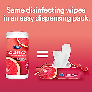 Clorox Scentiva Wipes, Bleach Free Cleaning Wipes - Tahitian Grapefruit Splash, 75 Count (Pack of 3)