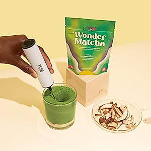 Pow Wonder Matcha | Organic Ceremonial Matcha w/Adaptogens, Mushrooms, Lion's Mane Mushroom and Ashwagandha | Lightly Sweetened (14 Servings)