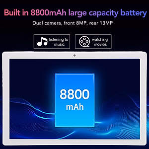 10 Inch Tablet PC, Kids Tablet,8 Core Processor Tablet,8GB 256GB,2.4G 5G WiFi for 11,8MP 13MP, 8800mAh Term Battery Tablet