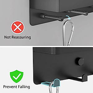 SZUGCOTD Key Holder for Wall Rustic Key and Mail Organizer 6 Key Hooks with Shelf Small Key Rack with Tray Adhesive Key Hanger Wall Mount for Entryway Hallway Living Room Decor, Metal, Matte Black