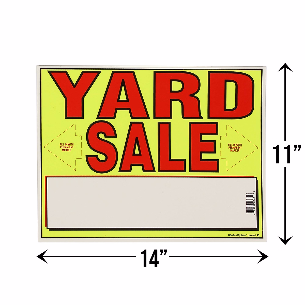 Sunburst Systems 4150 Yard Neon Yellow (10) Large Label 4150 Kit Includes (3) All-Weather Yard Sale Signs, (200) Pre-Priced Stickers , 11x14 inches