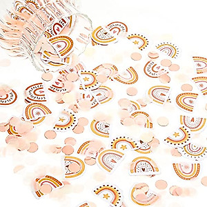 300 Pcs Rainbow Paper Confetti Rainbow Confetti Table Decorations with 1000 Pcs Round Tissue Paper Table Confetti Dots Rose Gold Confetti for Tables Gift Boxes, Birthday Baby Shower Wedding Decor