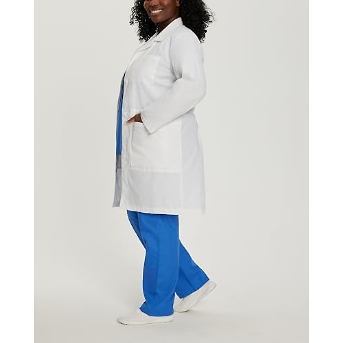 Landau Relaxed Fit 5-Pkt 3-Button Full-Length Notebook Lab Coat for Women 3165 White