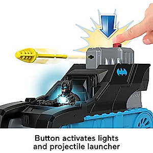 Imaginext DC Super Friends Batman Toy, Bat-Tech Tank with Light-Up Figure & Projectile Launcher for Preschool Kids Ages 3+ Years