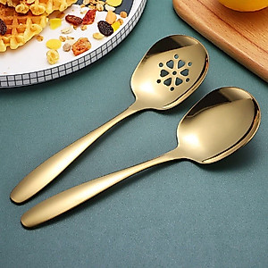 Stainless Steel Buffet Serving Spoon 8.2 inch Slotted Spoons Mirror Polished Large Tablespoons Kitchen Utensil, Dishwasher Safe(slotted spoon,silver)