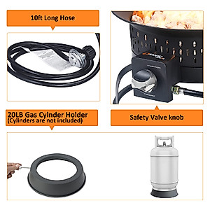 SANAUVULCAN Portable Propane Fire Pit, 58,000 BTU Outdoor Propane Gas Fire Pit for Camping, Backyard, Tailgating and Patio, Gas Fire Pit Bowl with Cover, Lava Rock Stone and Tank Stabilizer Ring