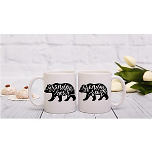 Grandma Bear Grandpa Bear - 11oz Best Grandma Grandpa Ever Grandparent Grandfather Grandmother Idea Couple Mugs Anniversary Coffee and Tea Cups Set Grandmother Grandfather, Grandchildren Son Daughter