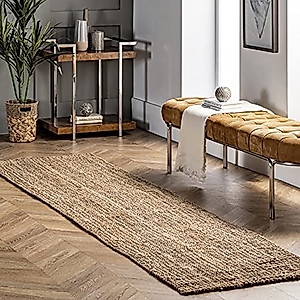 nuLOOM Ashli Handwoven Solid Jute Runner Rug, 2' 6" x 6', Natural