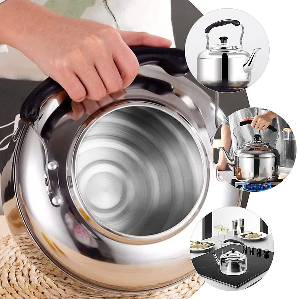 Camping Kettle Camping Kettle Whistling Tea Kettle 6.2L Large Capacity Tea Pots for Stove Stainless Steel Water Kettle Coffee Electric Coffee Electric