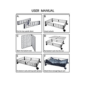 Under-Bed Storage with Wheels, 2-in-1 Rolling Carts with Liner Bags Fit 6.5 inch Low Bed Frame, Under-Bed Shoe Storage Organizer for Clothes, Toy, Book, Blanket, Under-Bed Storage Containers, 2 Pack
