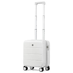 Hanke 16 Inch Underseat Carry On Luggage with Spinner Wheels Hard Shell Suitcases Mini Small Carry On Bag for Airline Approved TSA Luggage Lightweight Travel Suit Case(Smoke White)