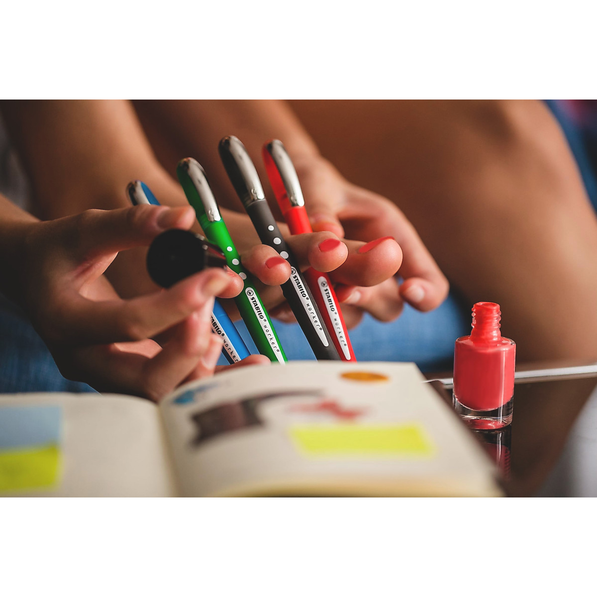 Stabilo 2019/41 Worker Colorful Rollerball Pen Medium 0.8mm Tip 0.5mm Line Blue Ref 2019-41 [Pack of 10]