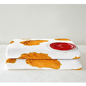 Feelyou Fried Chicken Fleece Throw Blanket Chicken Nuggets Print Sherpa Plush Blankets and Throws Soft Lightweight Flannel Fuzzy Blanket for Bed Sofa Couch 60"x80"
