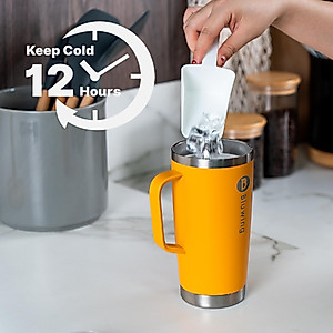 Bluwing 30 oz Insulated Tumbler Cups with Handle and Straw-Stainless Steel Travel Coffee Mug Tumbler for Women and Men (Canyon Red)