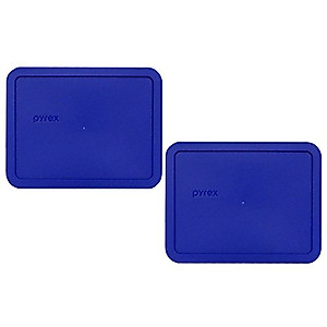 Pyrex 7211-PC 6 Cup Cobalt Blue Rectangle Food Storage Lid for Glass Dish (2, Cobalt Blue)