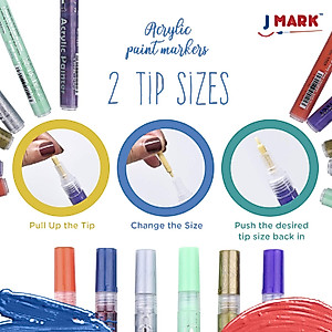 J MARK Premium Rock Painting Kit - 42 Piece Rock Paint Bundle- Rocks, Acrylic Paint Markers, Glow in The Dark, Metallic and Acrylic Paints, Transfer Stickers, Gems, Googly Eyes, Glitter Glues,Palette