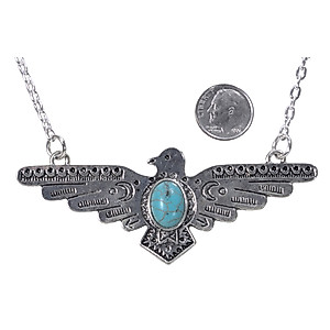 ViciBeads Necklace, Big and Bold 3"+ Southwestern Thunderbird with Turquoise Magnesite Antique Silver Colored (Not tarnished) Pendant with Chain 23"+GIFT BAG