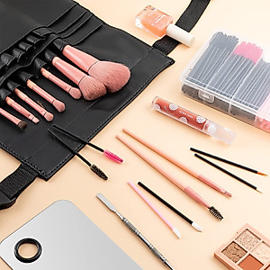 268 Pieces Disposable Makeup Tools Kit, Includes Eyeliner Brushes Makeup Short Waterproof Cape Stainless Steel Palette Mascara Wands Lipstick Applicators Plastic Organizer Box Bag Armband Cleaner