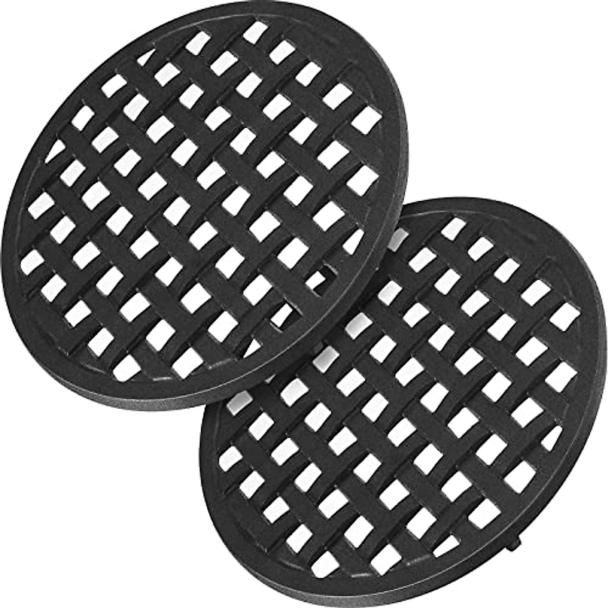 2 Pcs Cast Iron Vintage Round Trivet 8 Inch Diameter Heat Resistant Table Mat for Oven Steamer Kettle Hot Pot Dishes Plate Pan Accessories, Black