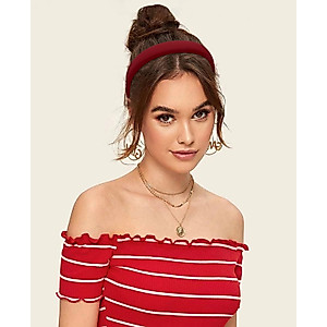 Wecoe 4 Pack Padded Headbands Women Non Slip Soft Thick Comfortable Headbands Cute Brown Red Blue Black Neutral Headband Aesthetic Y2K Hair Accessories for Women Girls