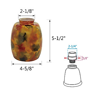 Aspen Creative 23110-4 Transitional Style Art Shade, 2-1/8" Fitter Size, 5-3/8" high x 3-7/8" Diameter, 4 Pack Replacement Glass, Multi