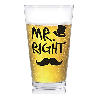 Mr. Right and Mrs. Always Right Wine Glass and Beer Glass Set, Glass Set for Engagement Wedding Anniversary, Couples Newlyweds Wife Husband Mr and Mrs