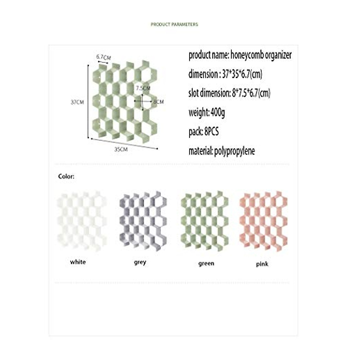 Sock Drawer Organizer, Adjustable Panties Sock Stocking Underwear Honeycombs Clapboard Divider Separator for Underwear Dresser Drawer Storage (White)